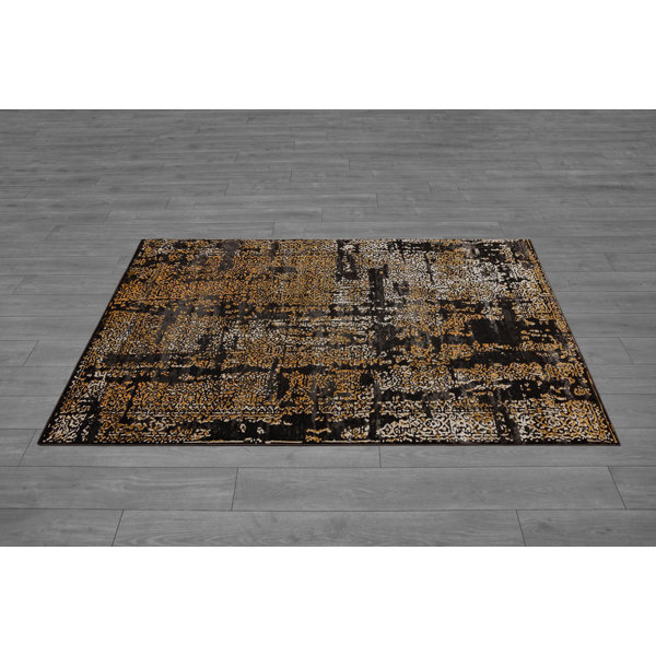 Spirit Home Runner Abstract Black/Beige Area Rug | Wayfair