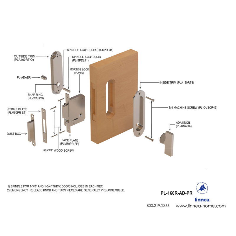 Linnea Pocket Door Lock with ADA Knob | Wayfair