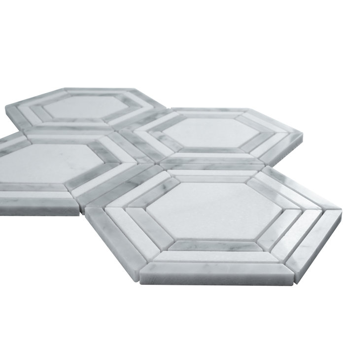 Supreme Tile Interspace Natural Stone Honeycomb Marble Look Mosaic Wall ...