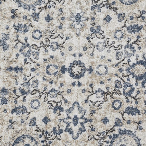 Charlton Home® Aldolphus Performance Cream/Blue Rug & Reviews | Wayfair
