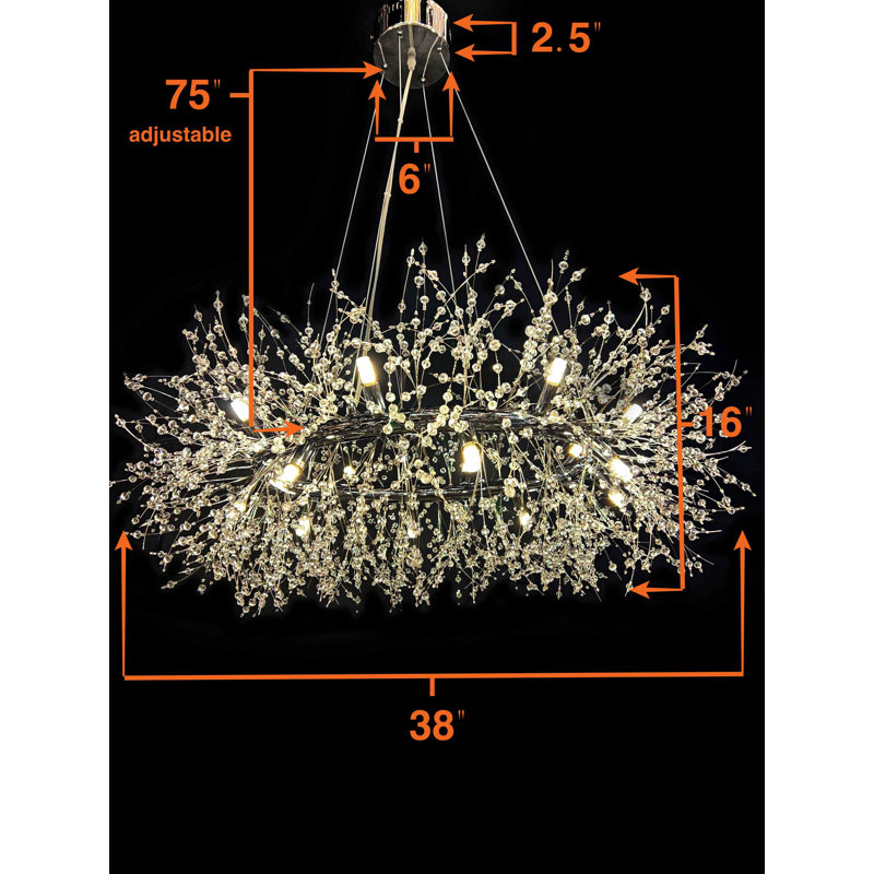 Mercer41 Jannuel 16 - Light Crystal Sputnik Wagon Wheel Chandelier ...