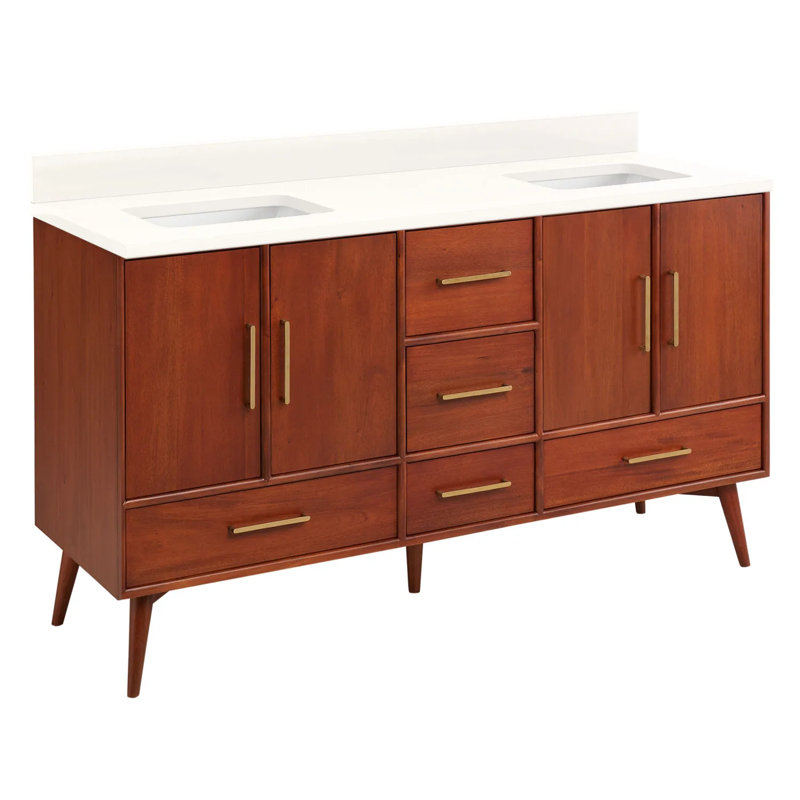 Signature Hardware 60" Novak Double Bathroom Vanity Set with ...