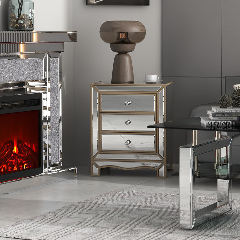 House of Hampton® Denziel Glass Nightstand | Wayfair
