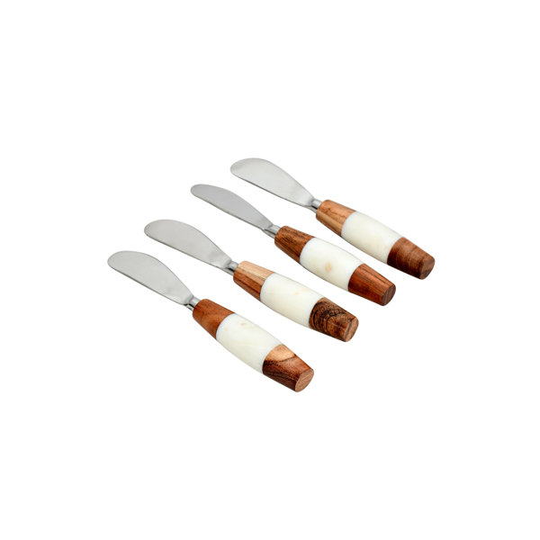 Latitude Run® Set Of 4 Stainless Steel Spreaders With Wooden And Marble ...