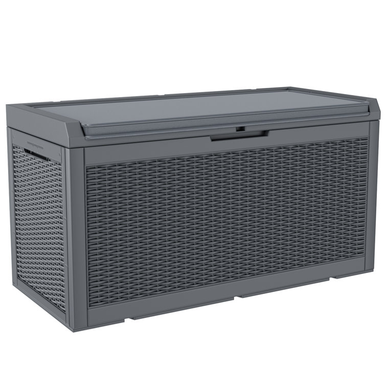 Devoko 100 Gallons Waterproof Resin Lockable Deck Box With Seat Cushion ...