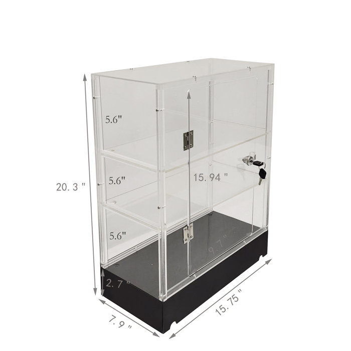 FixtureDisplays Clear Cabinet Acrylic Display Removable Shelf Case ...