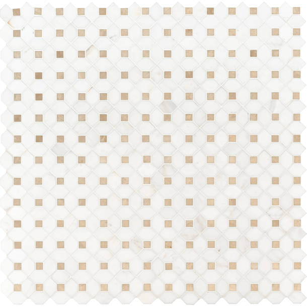 Tile & Top 6" x 6" Marble Grid Mosaic Wall & Floor Tile | Wayfair