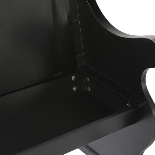 Lark Manor Payton Black Wood Storage Bench with Scrolled Armrests 50" x ...