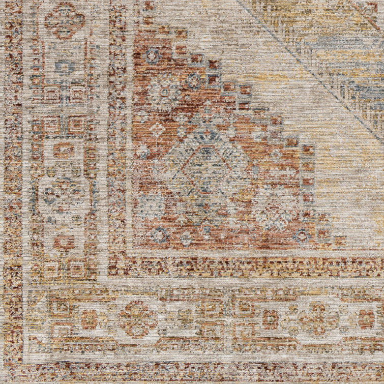 Bungalow Rose Performance Rust/Beige Rug | Wayfair