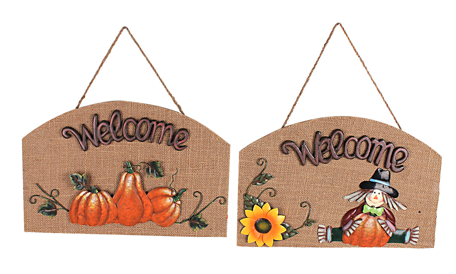 AttractionDesignHome 2 Piece Wooden/Linen Fall Plaque Wall Décor Set ...