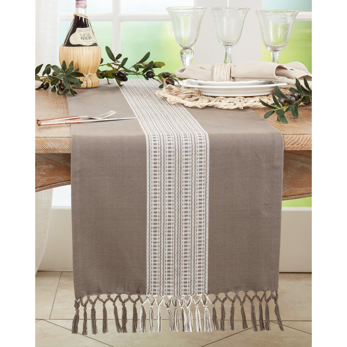 Saro Rectangular Floral Cotton Table Runner & Reviews | Wayfair