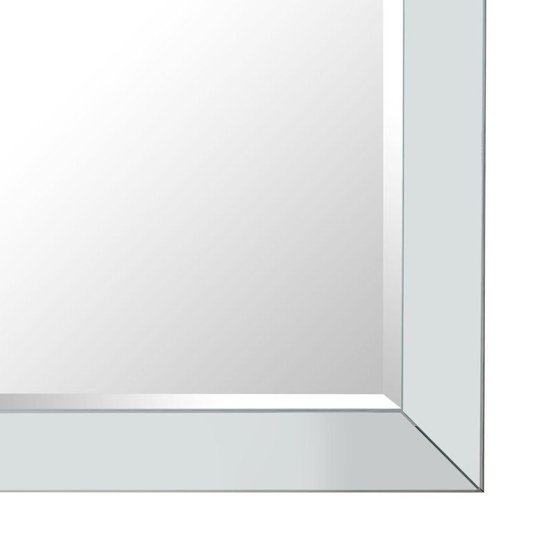 Mercer41 Laux Mirrored Bevel Frame Full Length Beveled Mirror Rectangle ...