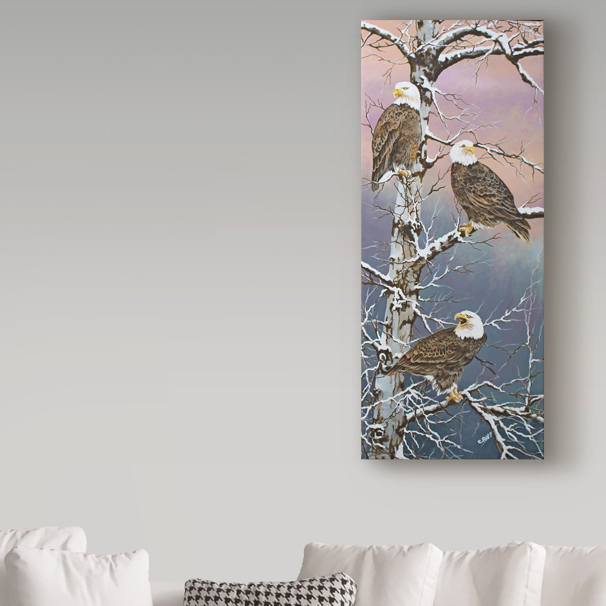 Millwood Pines Eagle Trio At Dawn by Carol J Rupp - Print on Canvas ...
