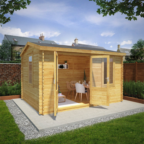 Mercia Garden Products Mercia 4m x 3m Home Office Elite Log Cabin (44mm ...
