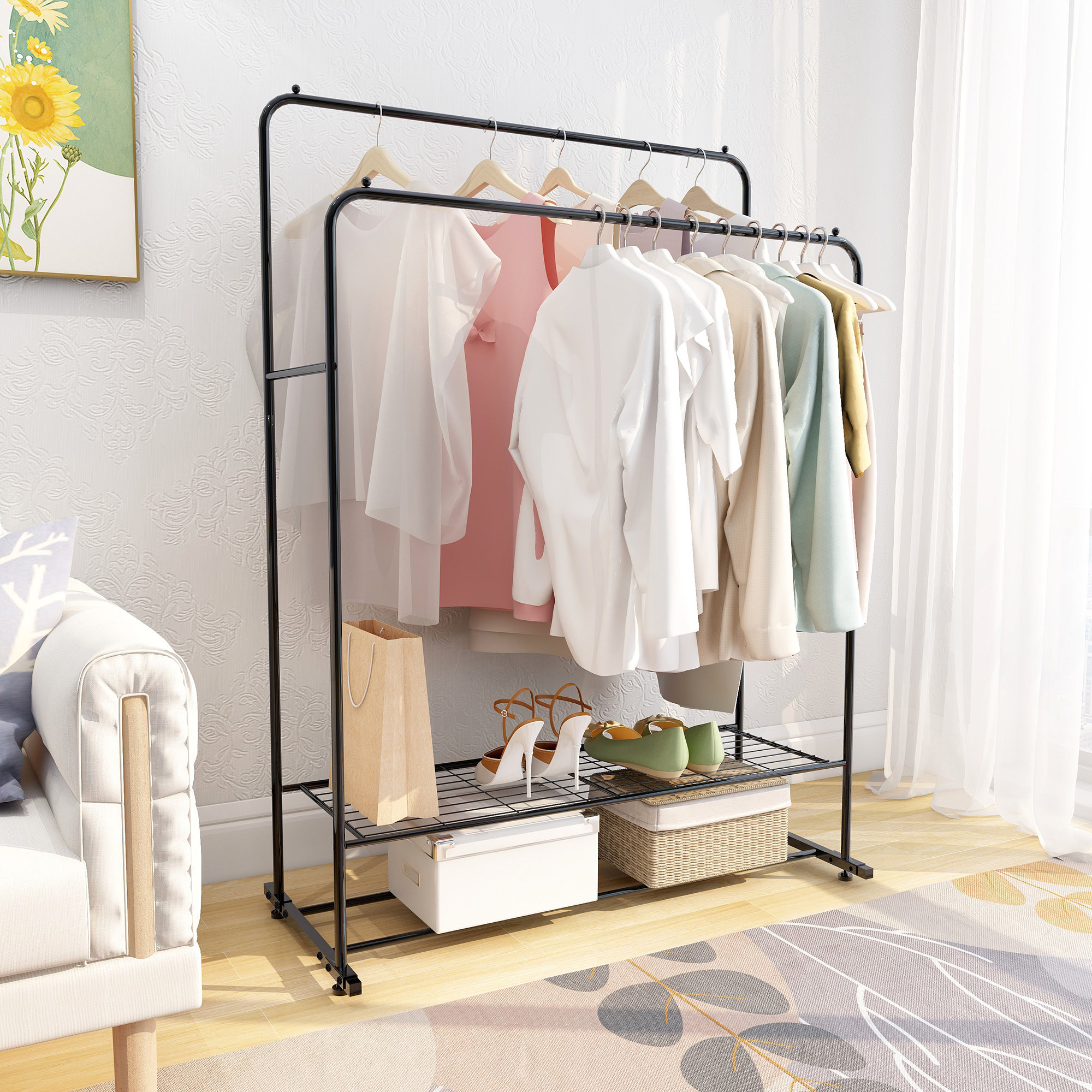 17 Stories Haydon 43.30'' Clothes Rack & Reviews | Wayfair
