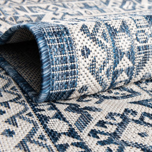 Dakota Fields Outdoor Chand Rug Ivory-Blue Color | Wayfair