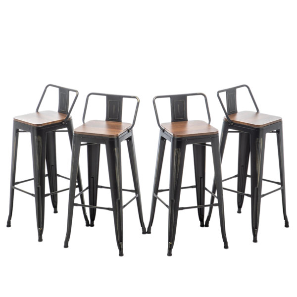 Williston Forge Swivel Distressed Metal Bar & Counter Stool Set Of 4 ...
