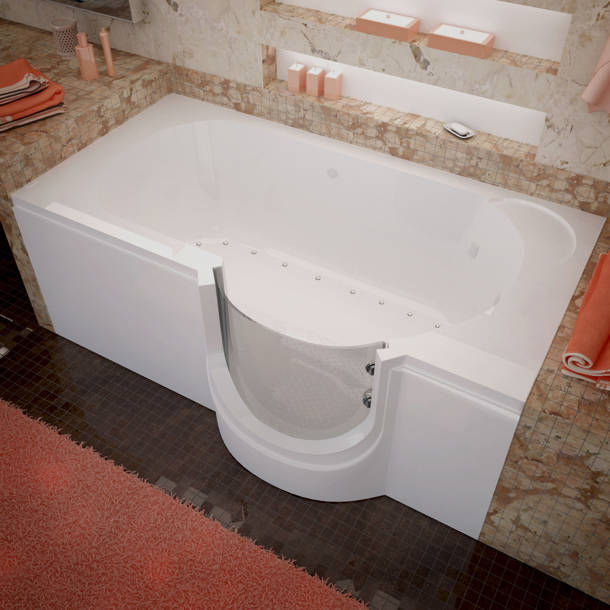 Therapeutic Tubs Stream 59.6'' x 30'' Walk-In Acrylic Bathtub | Wayfair