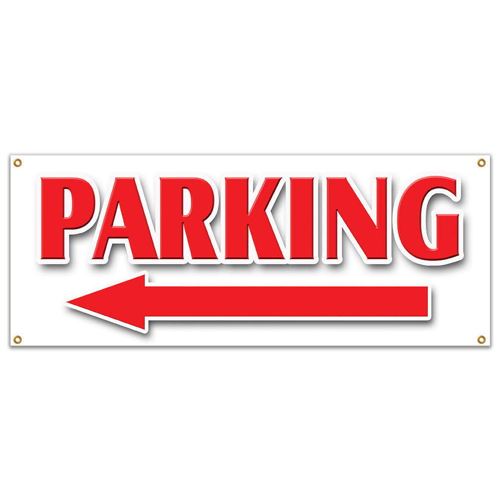 SignMission PARKING LEFT ARROW BANNER SIGN Parking Lot Garage Valet Car ...