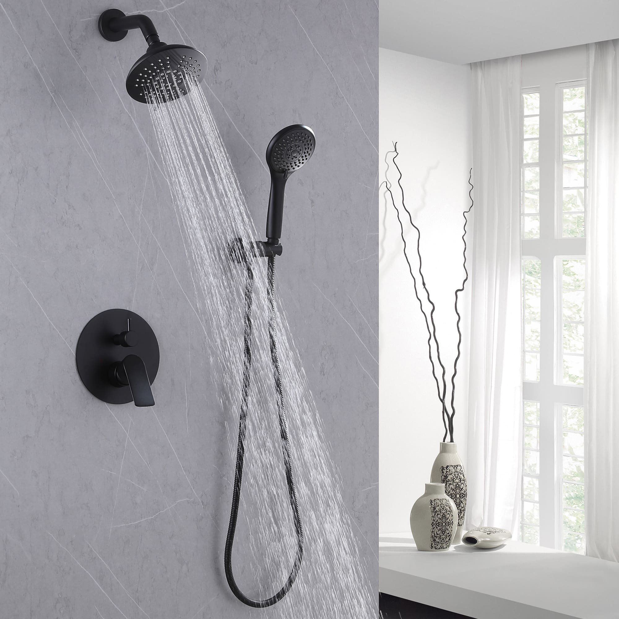 AWZTOO Rainfall Complete Shower System with Rough-in Valve & Reviews ...