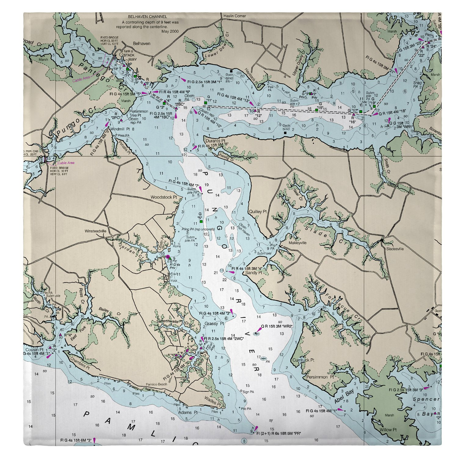 Breakwater Bay Sheperd Pungo River Nautical Map Hand Towel | Wayfair