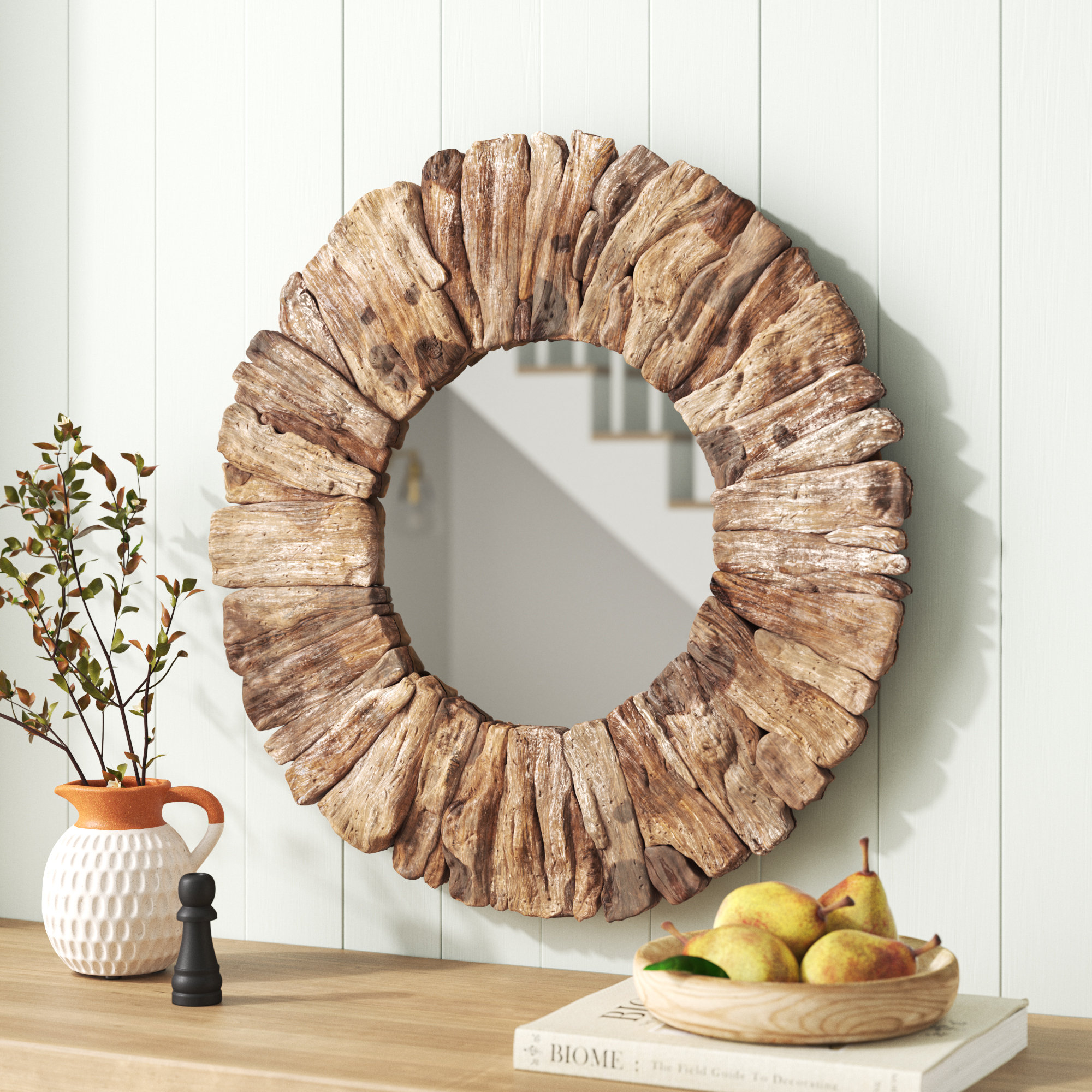Sand & Stable Victoria Round Wood Wall Mirror & Reviews | Wayfair