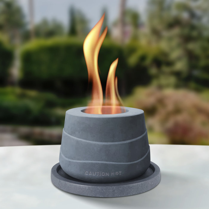 Kante Tulip Concrete Rubbing Alcohol Tabletop Fire Pit with Metal ...