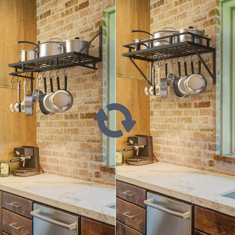Prep & Savour Handcrafted Wall Mounted Pot Rack & Reviews | Wayfair
