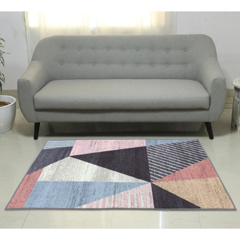 Wrought Studio Jackeline Geometric Tufted Black/Red Area Rug | Wayfair