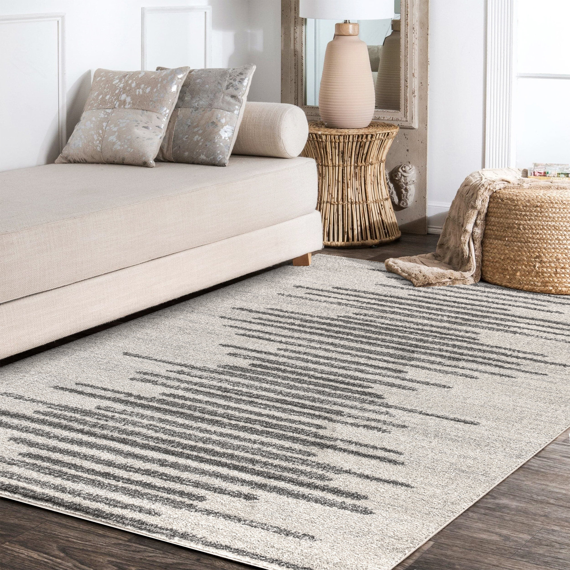 Williston Forge Errol Performance Cream/Gray Rug & Reviews | Wayfair