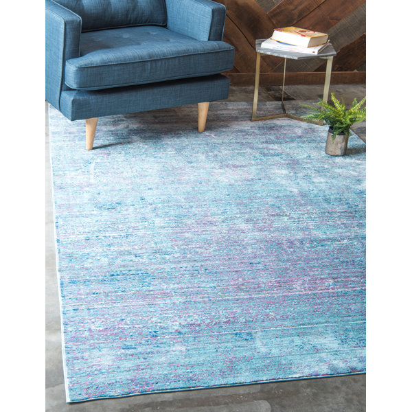 Bungalow Rose Performance Light Blue Rug & Reviews | Wayfair