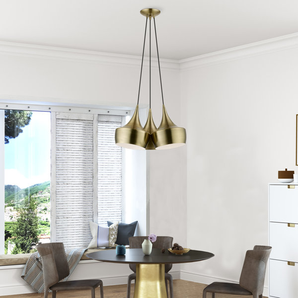 Mercer41 3 Light Antique Brass Cluster Pendant | Wayfair