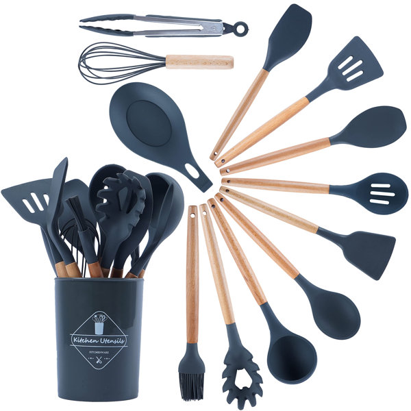 Artechworks 13 Pcs Silicon Kitchen Utensils Set, Heat Resistant Set ...
