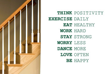 17 Stories Think Positivity Exercise Daily Work Hard Wall Sticker ...