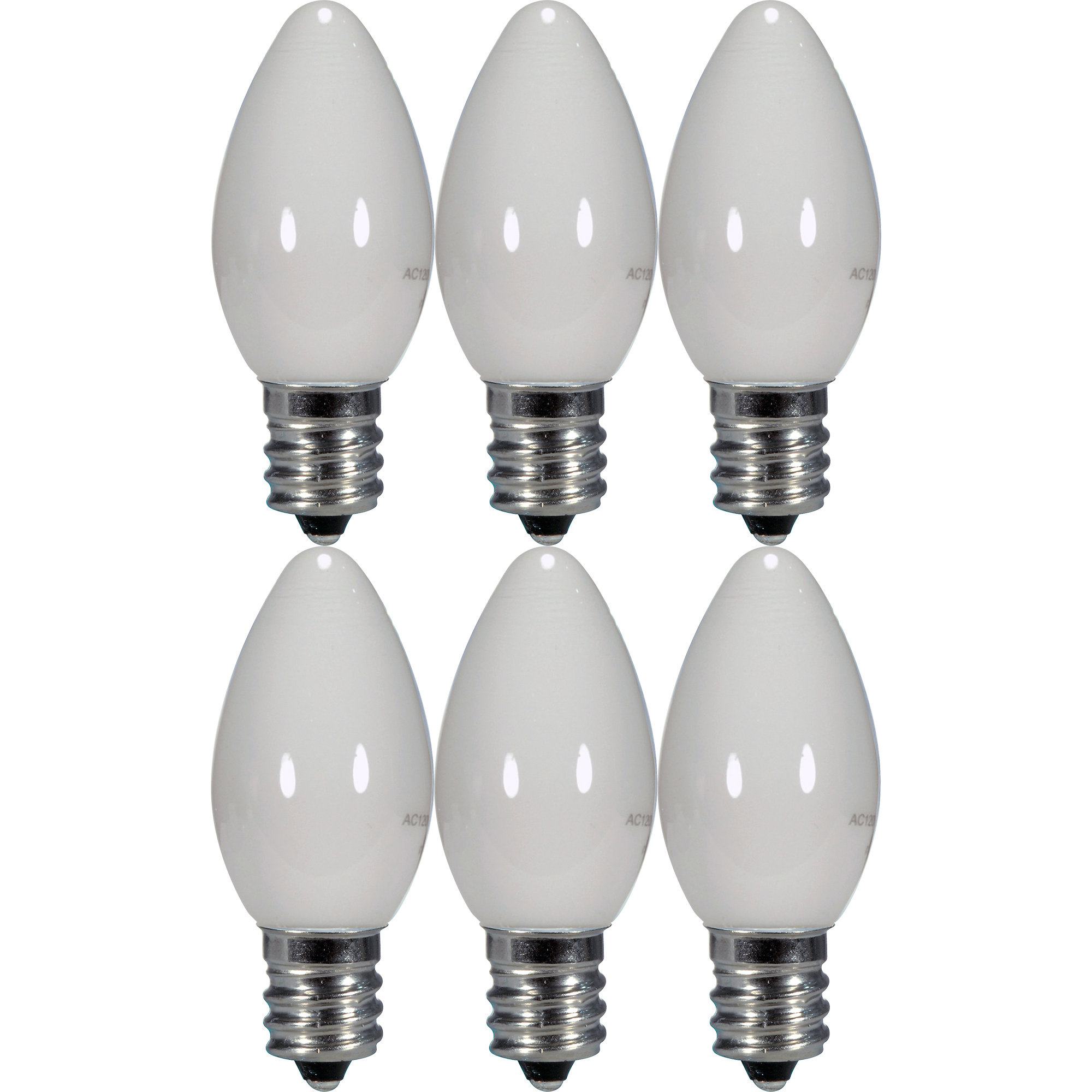 Satco 0.5 Watt, C7 LED, Coated White Non-Dimmable Light Bulb, E12 ...