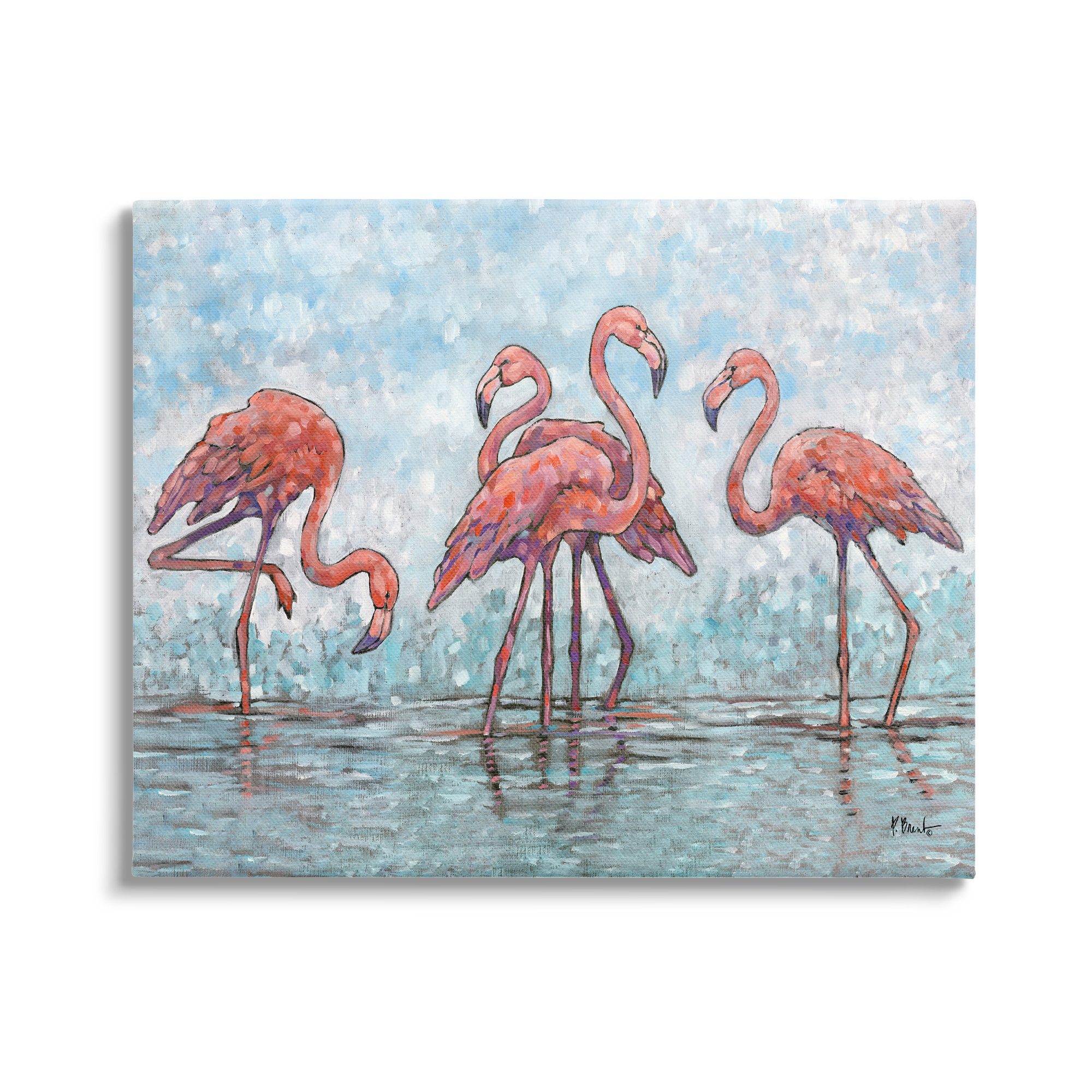 Latitude Run® Flamingos In Lagoon Impressionist Style On Canvas by Paul ...