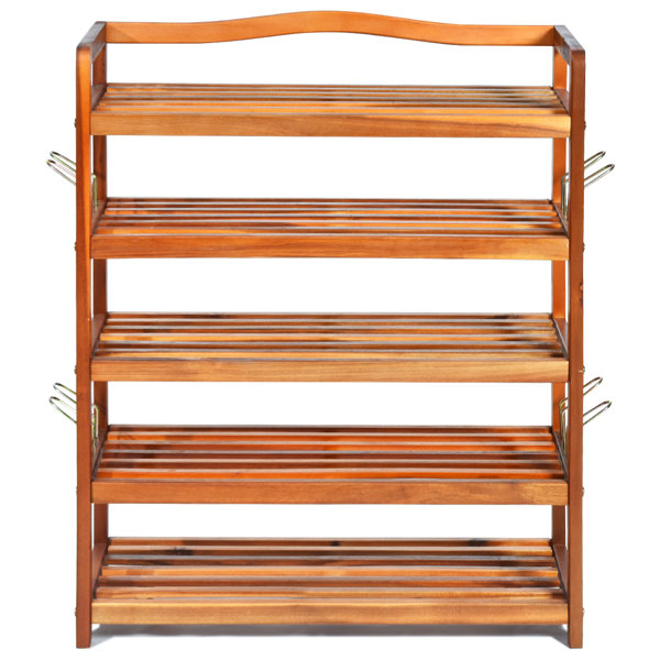 Bay Isle Home 5-Tier Wood Freestanding Heavy-duty 18 Pair Shoe Rack ...