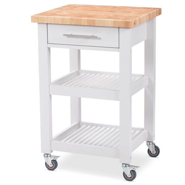 Prep & Savour 24'' Wide Rolling Kitchen Cart with Solid Wood Top | Wayfair
