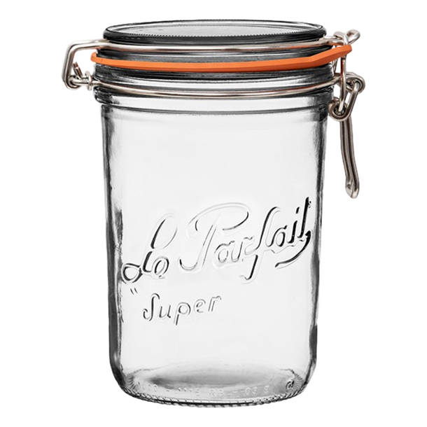 Le Parfait Super Jar Rounded French Glass 4 Piece Storage Jar Set ...