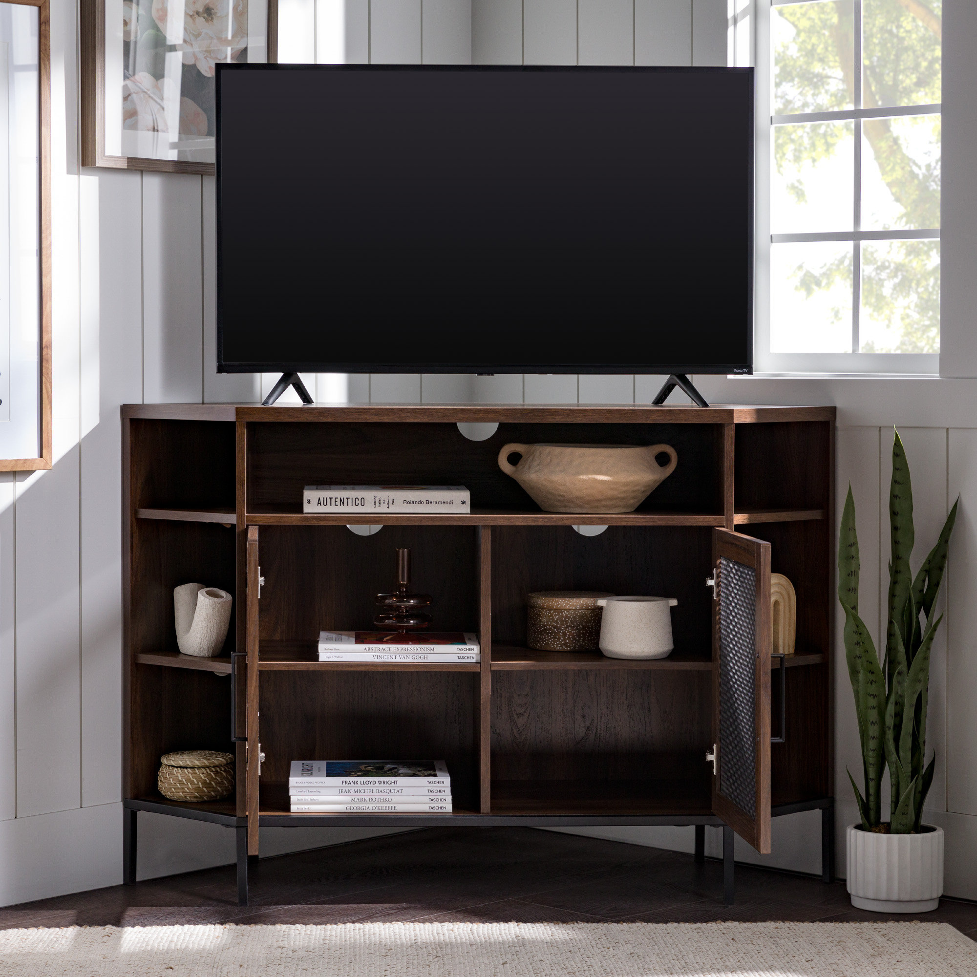 Millwood Pines Absolon Corner TV Stand for TVs up to 55" & Reviews ...