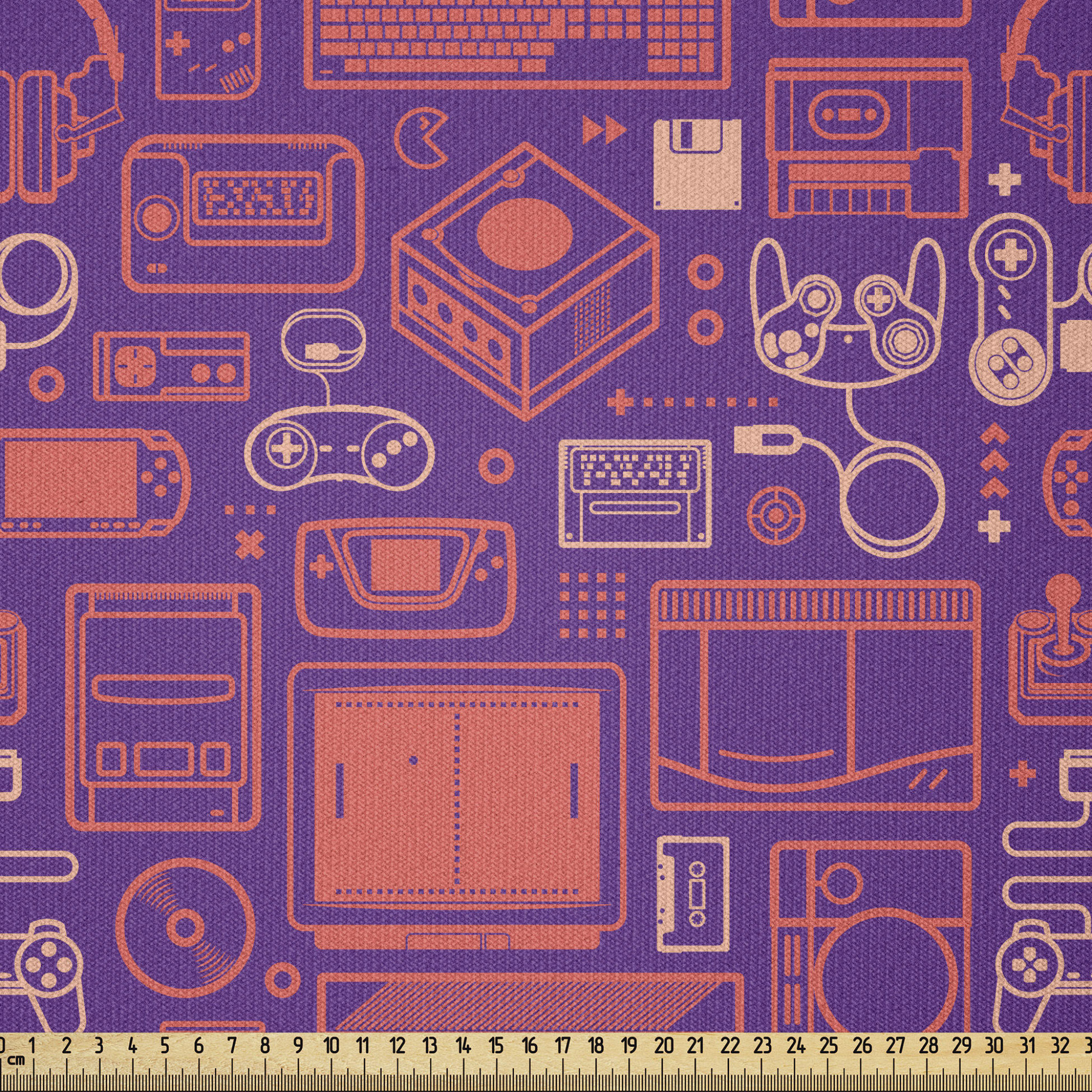 East Urban Home Gaming Fabric By The Yard, Oldies Game Environment ...