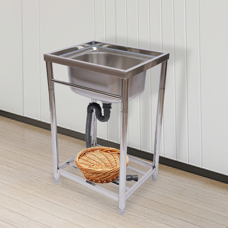 FRONG 21.64'' L x 17.72'' W Silver Free Standing Bar Sink | Wayfair