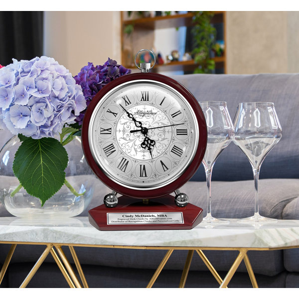 Canora Grey Large Versailles Mantel Desk Clock Engraved Table Top ...