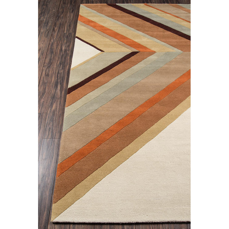 AllModern Handmade Wool Brown/Beige Rug & Reviews | Wayfair