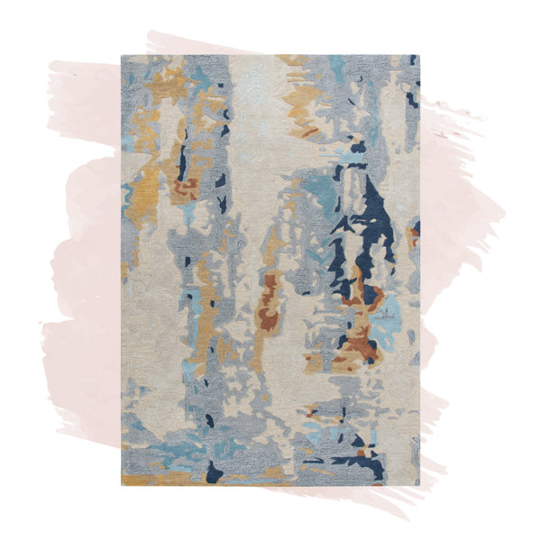 Corrigan Studio® Starks Abstract Hand-Tufted Wool Blue/Beige Area Rug ...