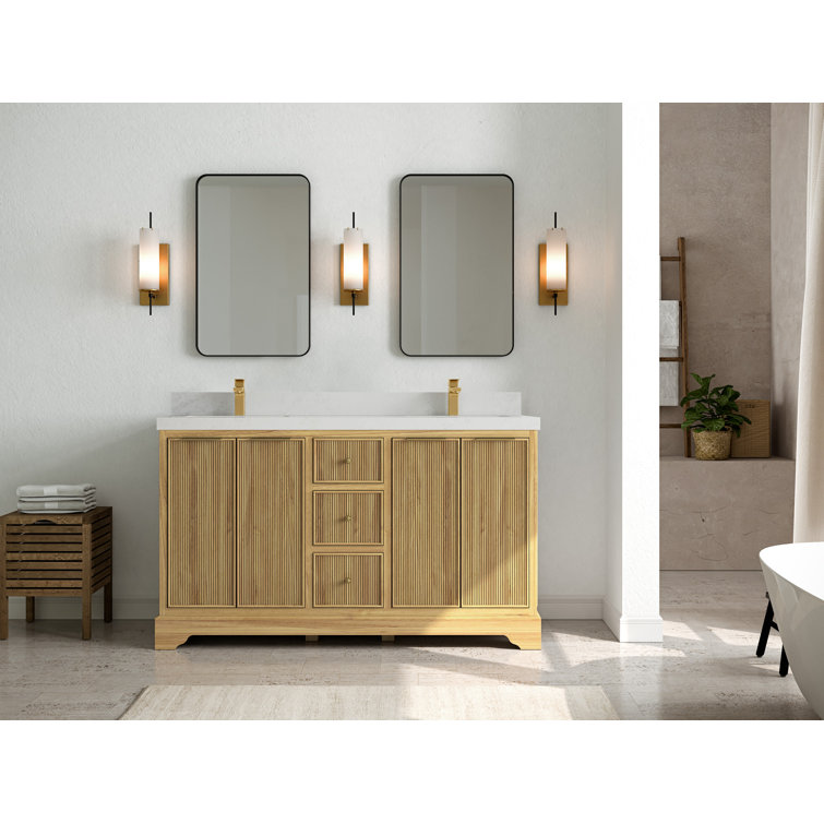 Willow Collections 60'' Free-standing Double Bathroom Vanity with ...