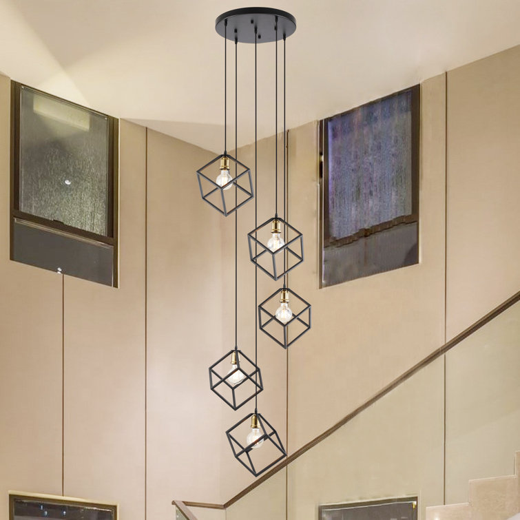 17 Stories Reggan 5 - Light Cluster Square / Rectangle Pendant ...
