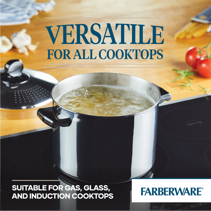 Farberware Classic Stainless Steel 8-Quart Covered Straining Stockpot ...