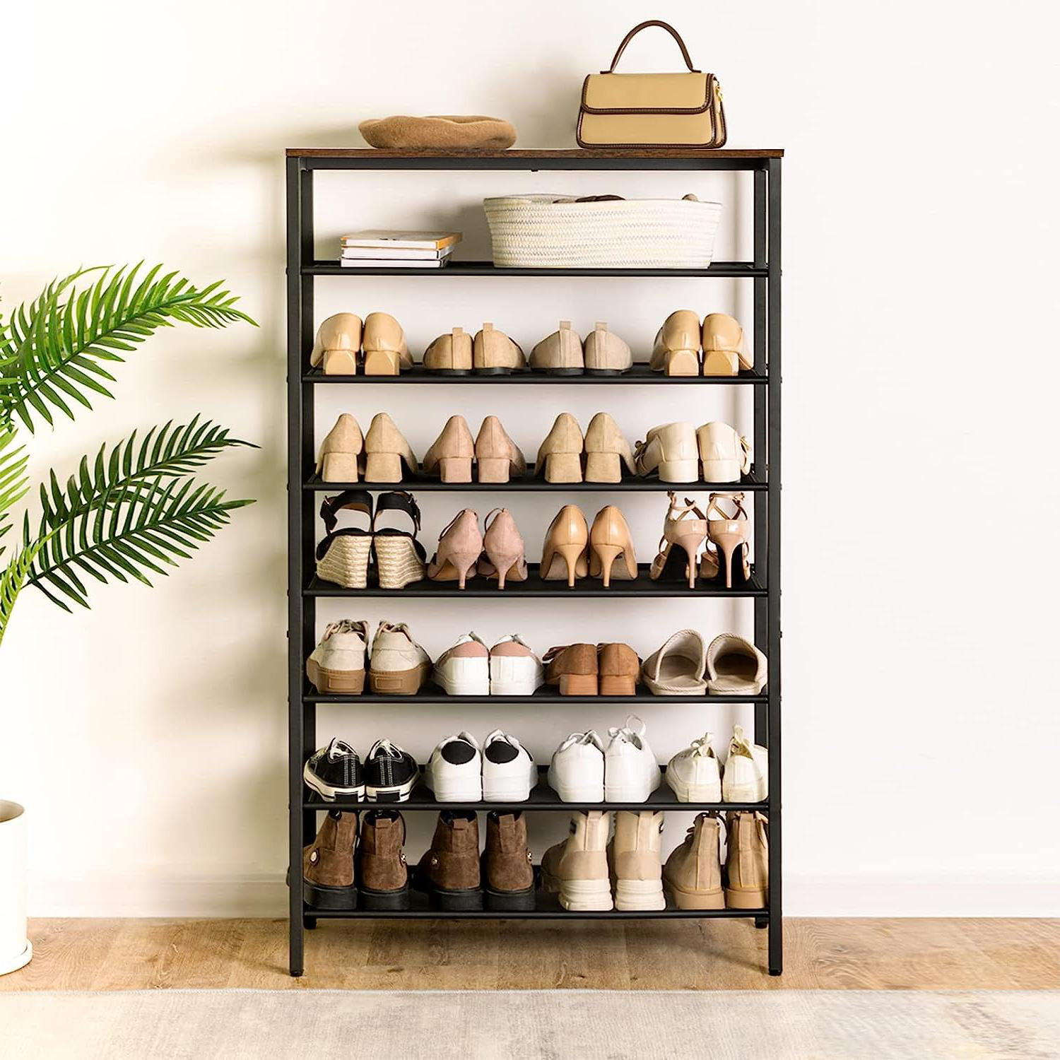 Wayfair Samples 28 Pairs Brown Shoe Rack | Wayfair
