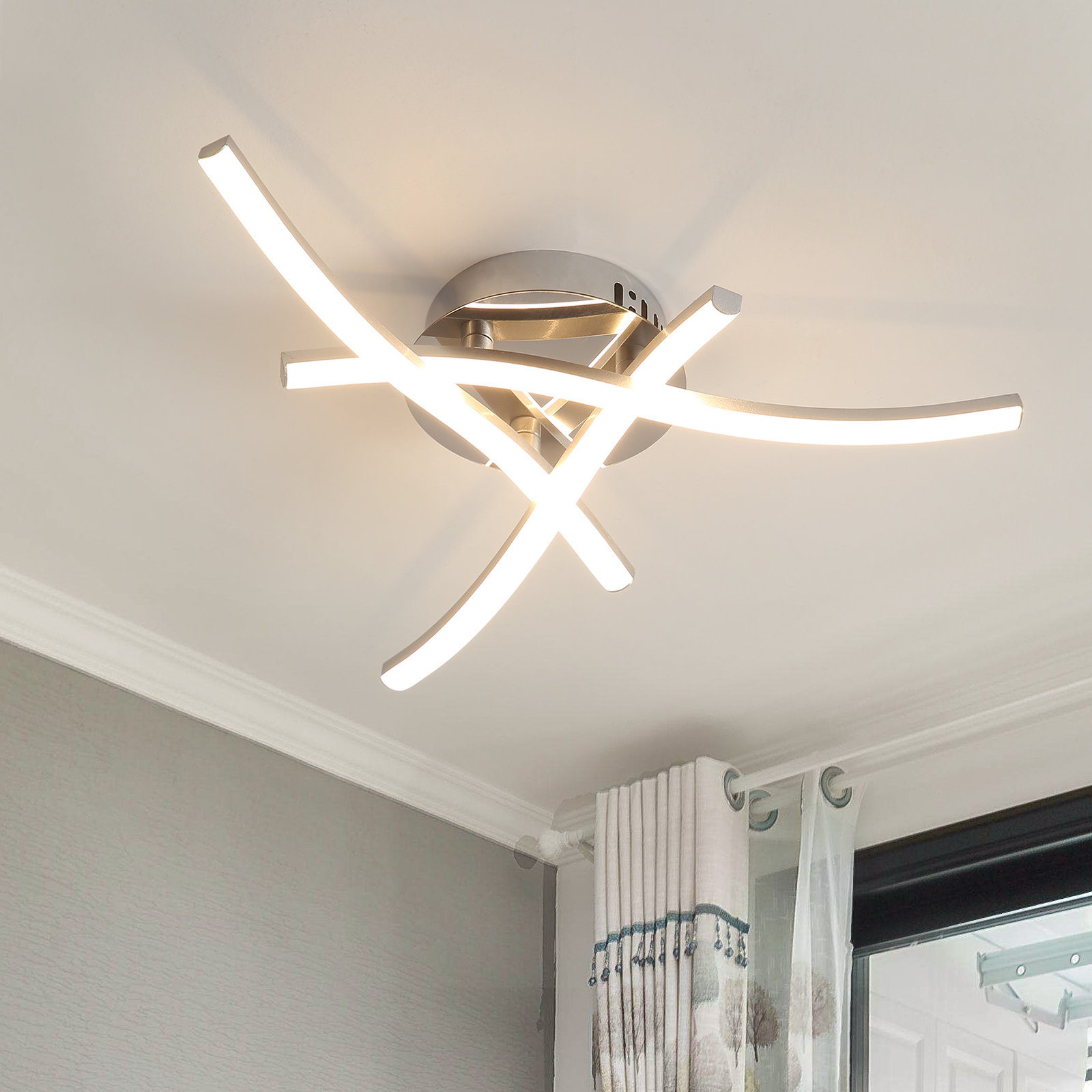 Ivy Bronx Julia Curved LED Ceiling Lights Fixture, 3 Built-In LED ...